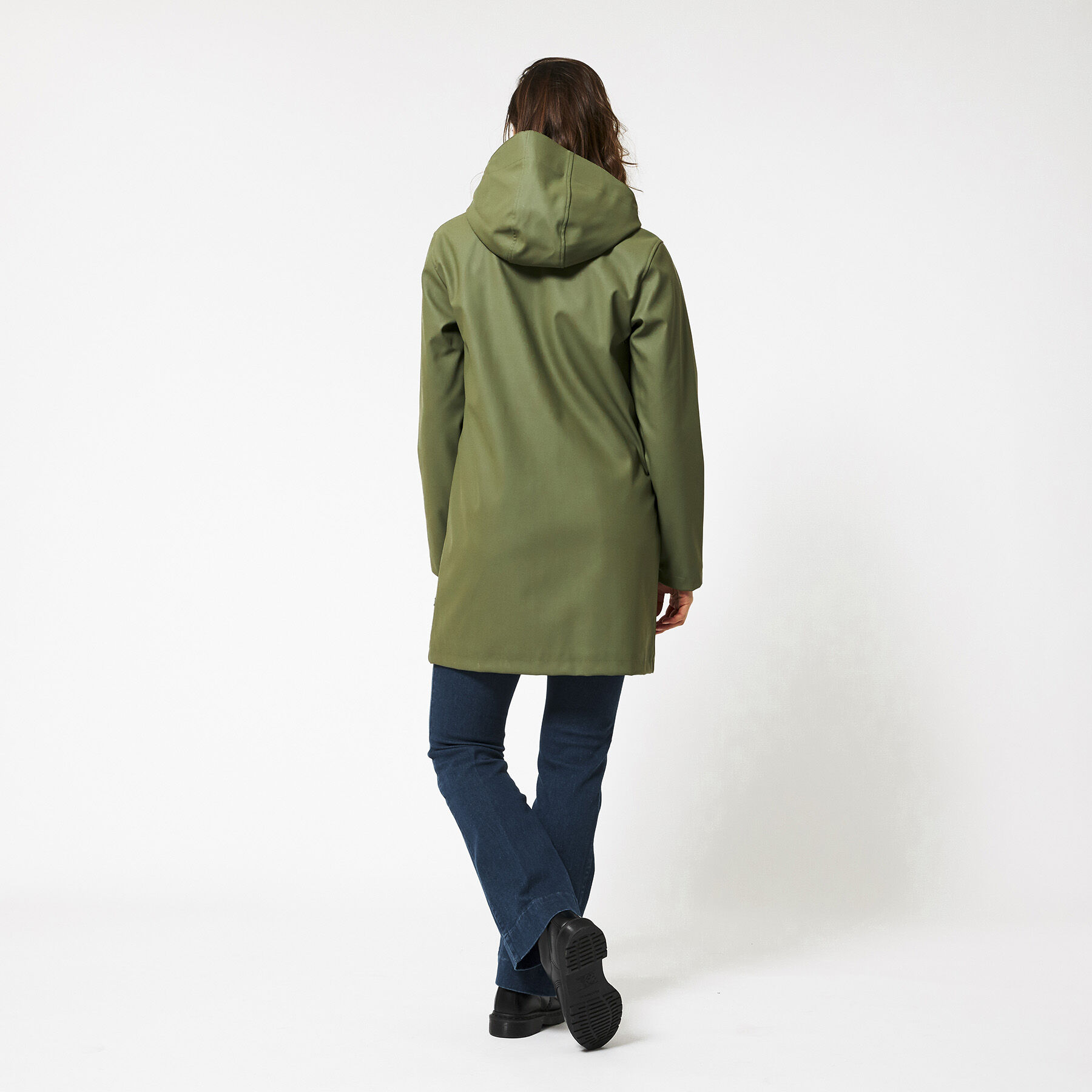 Dames Regenjas dames gevoerd lang Groen Online Kopen
